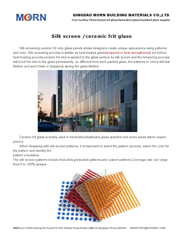Silk Screen Ceramic Frit Glass | PDF | Glasses | Ceramics