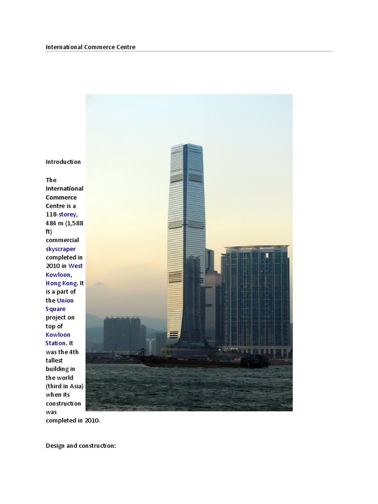 International Commerce Centre Overview | PDF | Tourist Attractions ...