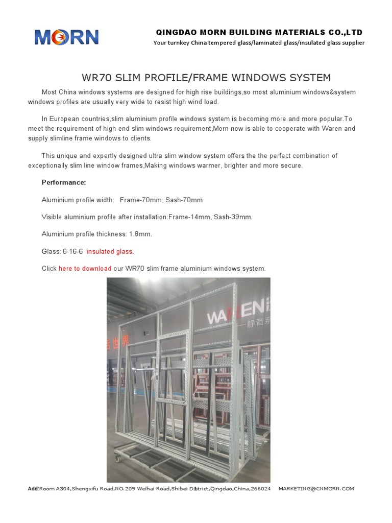 Wr70 Slim Profileframe Windows System | PDF | Window | Glasses