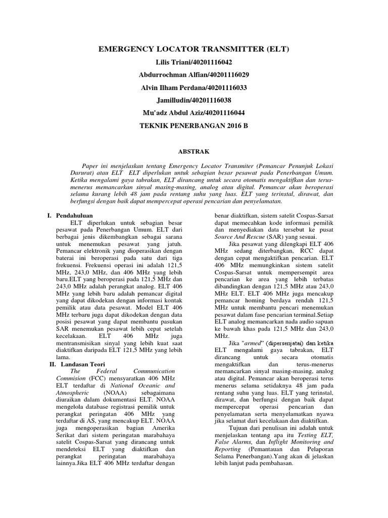 Emergency Locator Transmitter | PDF