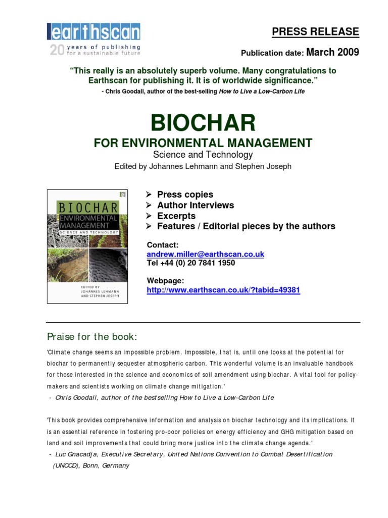 Biochar Book Provides Climate Solution | PDF | Global Warming | Natural ...