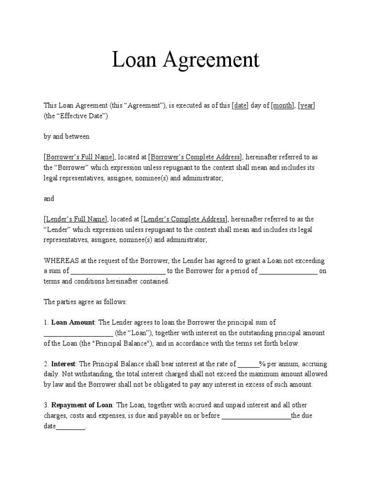 Loan Agreement Template | Download Free PDF | Loans | Guarantee