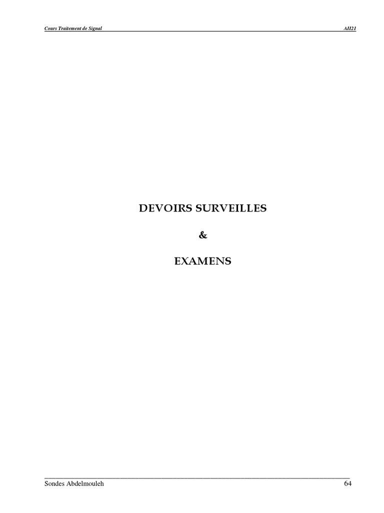 Devoirs Surveilles Examens PDF | PDF