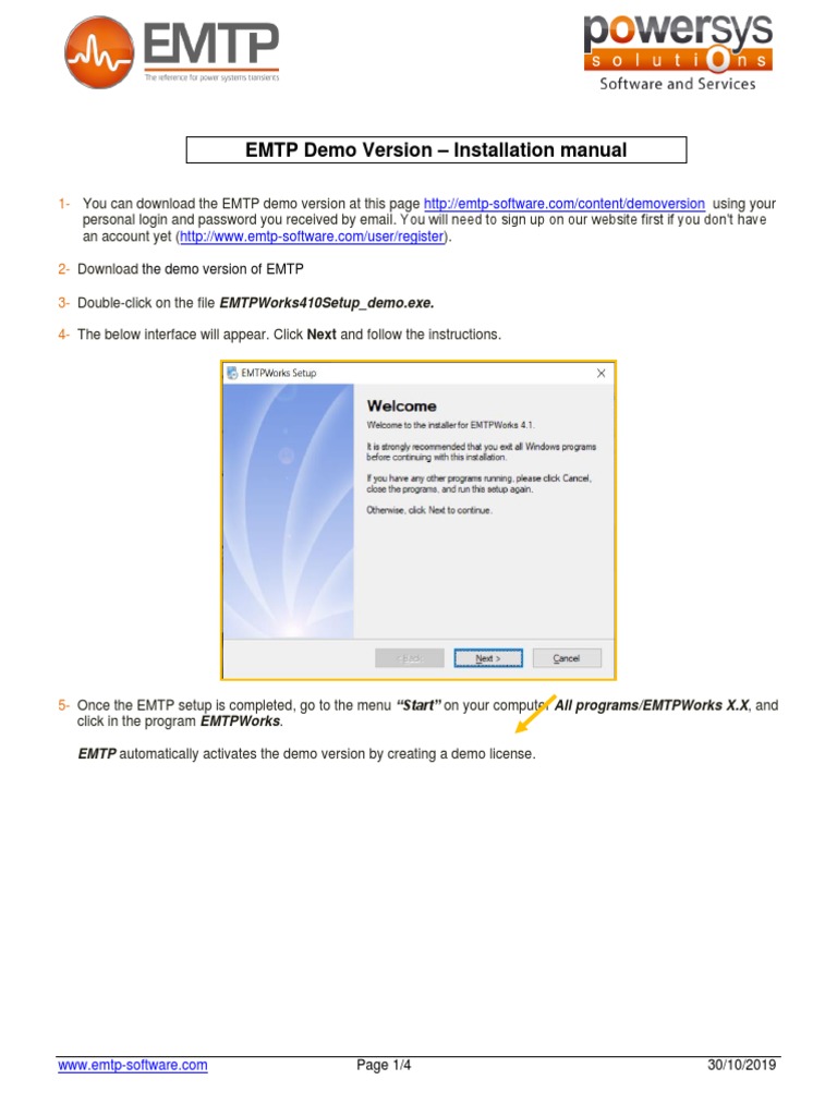 EMTP Demonstration Installation Guide | PDF | Installation (Computer ...