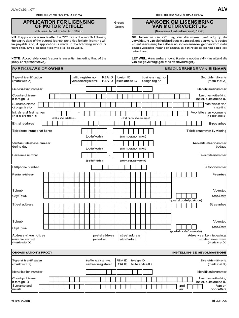 Application For Licencing of Motor Vehicle (Form ALV) PDF | PDF