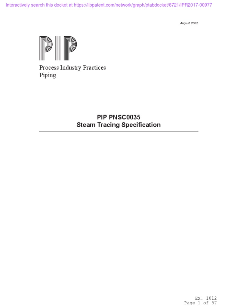 PIP pnsc0035 Steam Tracing Specification | PDF | Heat Transfer | Steam