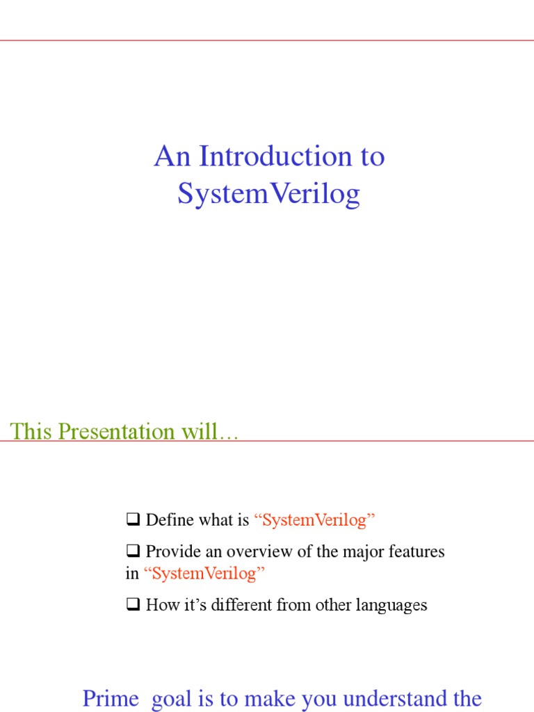 An Introduction to the Powerful Features of SystemVerilog for Verification and Design | PDF ...