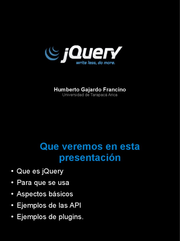 Presentacion JQuery | PDF | J Query | Script Java