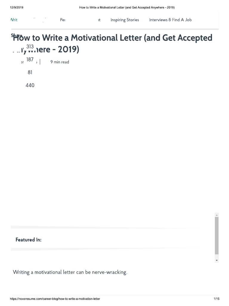 How To Write A Motivational Letter | PDF