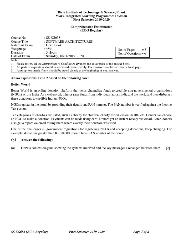 BITS Software Architecture Exam Solution | PDF | Application ...