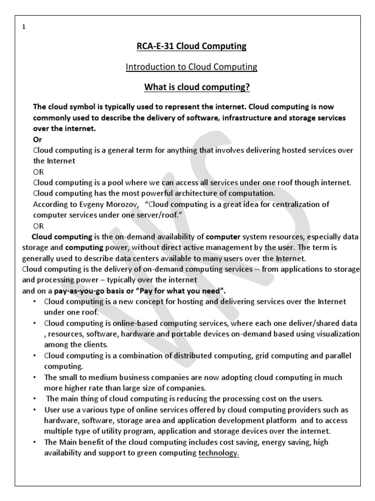 Cloud Notes | PDF | Cloud Computing | Software As A Service