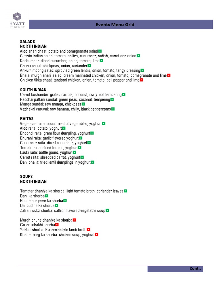 Hyatt Regency Lucknow Menu Overview | PDF | Curry | Indian Cuisine