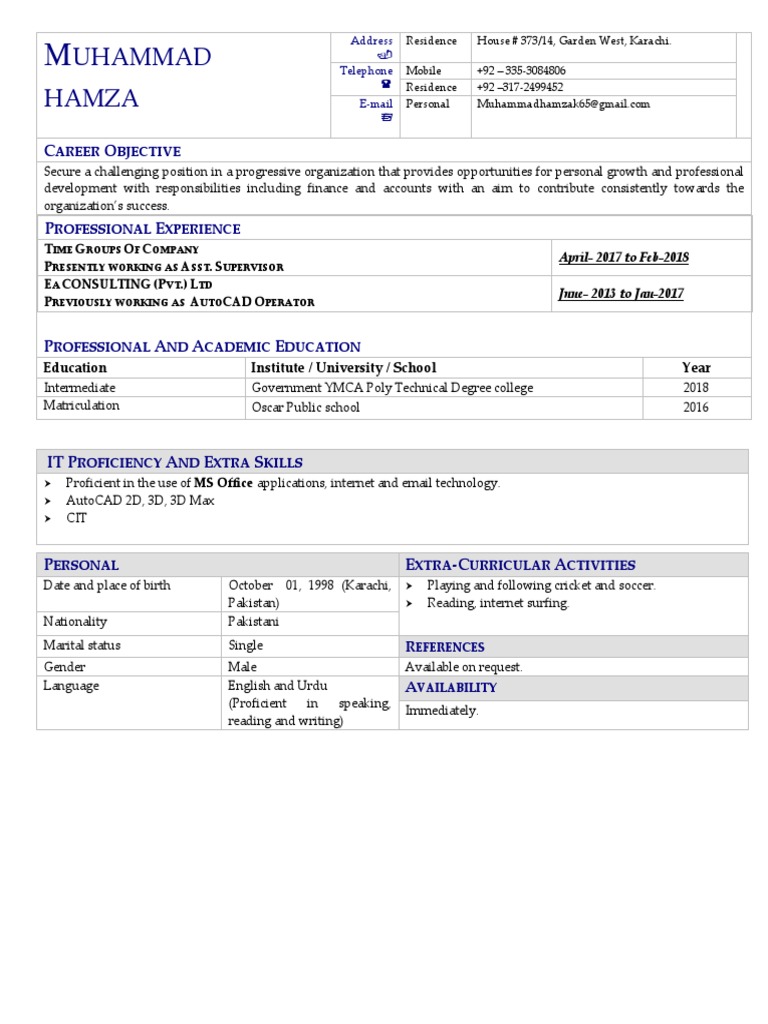 Hamza CV New | PDF | Learning