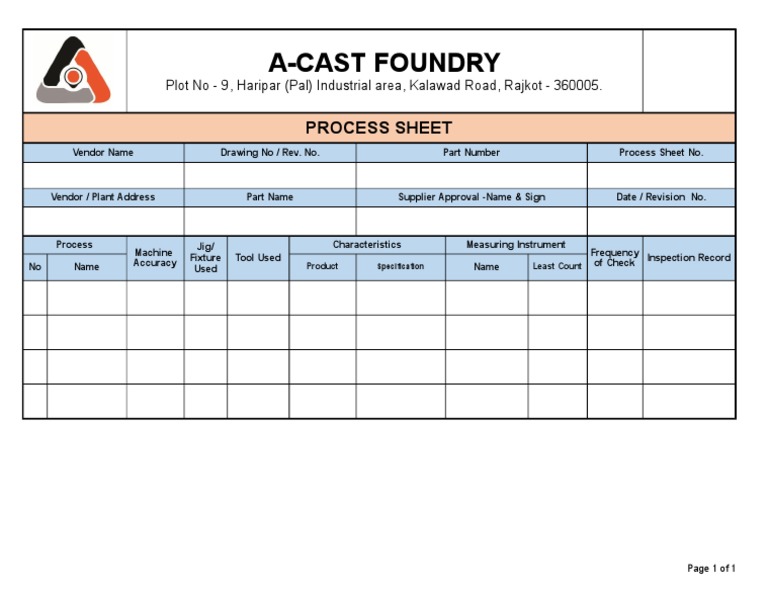 Machining Process Sheet Cum QAP | PDF