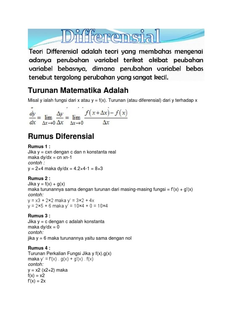 Rumus Turunan | PDF | Metode & Bahan Ajar | Sains & Matematika