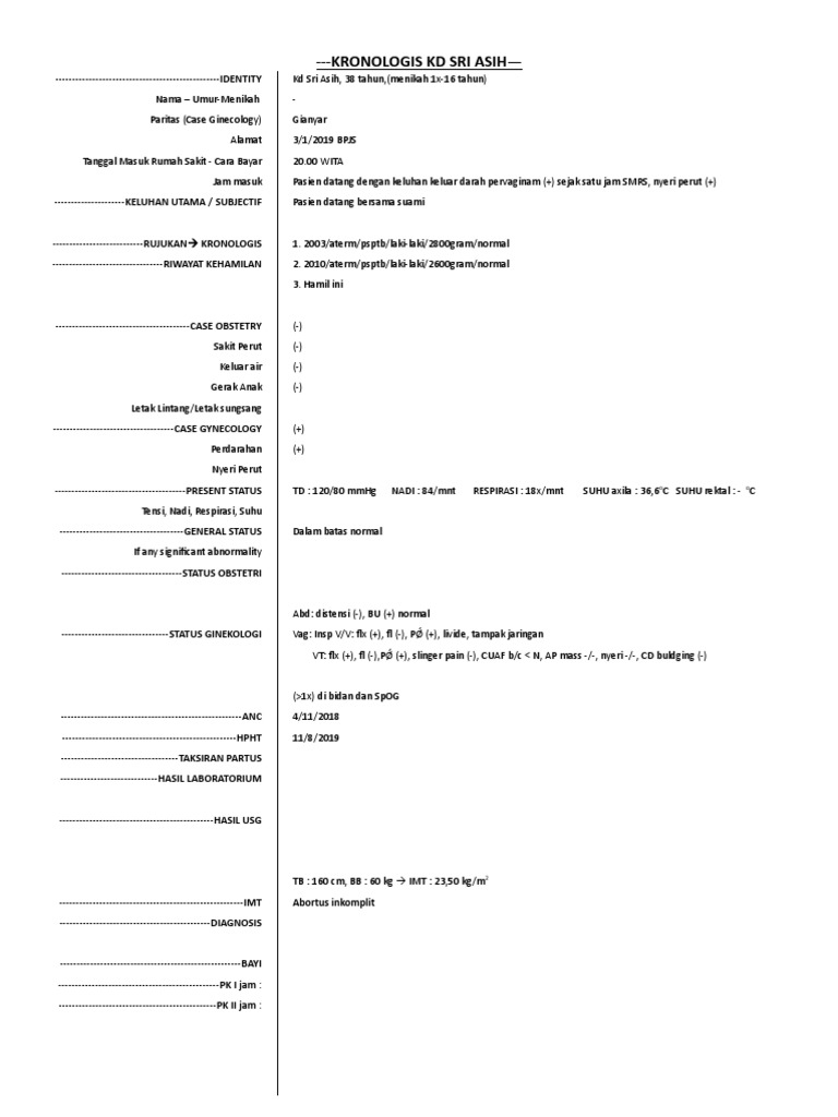 Hasil USG Abortus Inkomplit Pasien | PDF