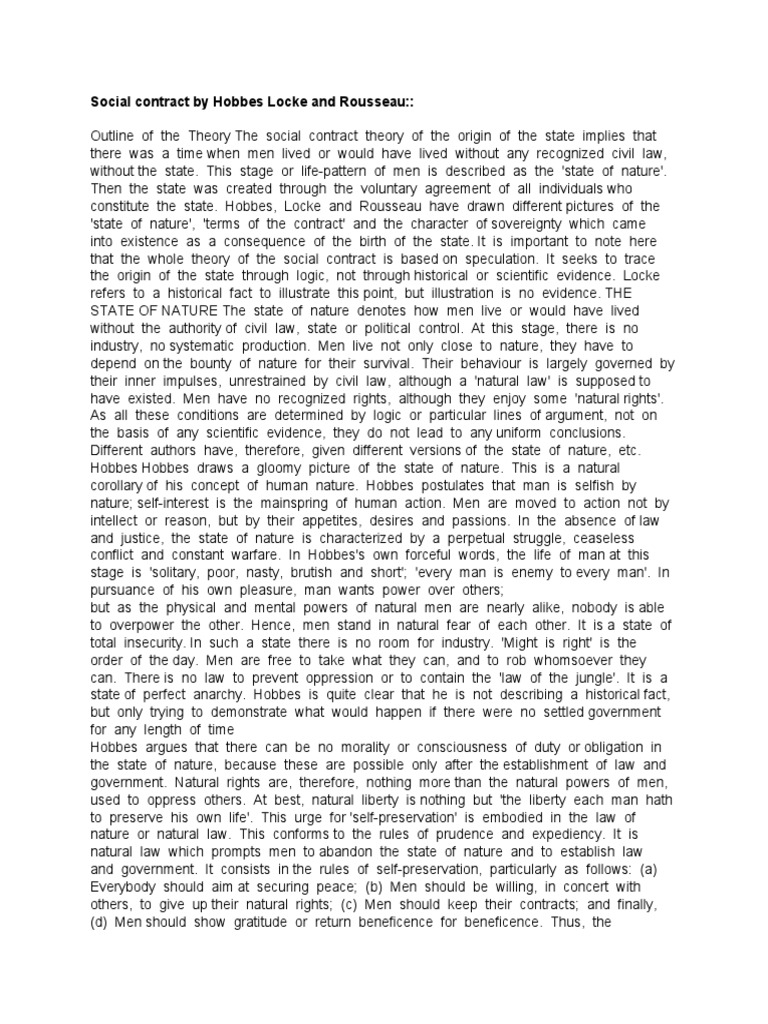 Social Contract by Hobbes Locke and Rousseau | PDF | Pragmatism ...