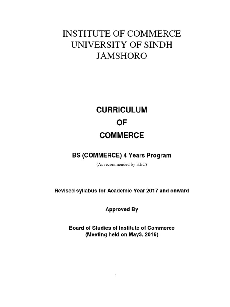 Revised Syllabus of BS Commerce 2017 | PDF | Goodwill (Accounting) | Economics