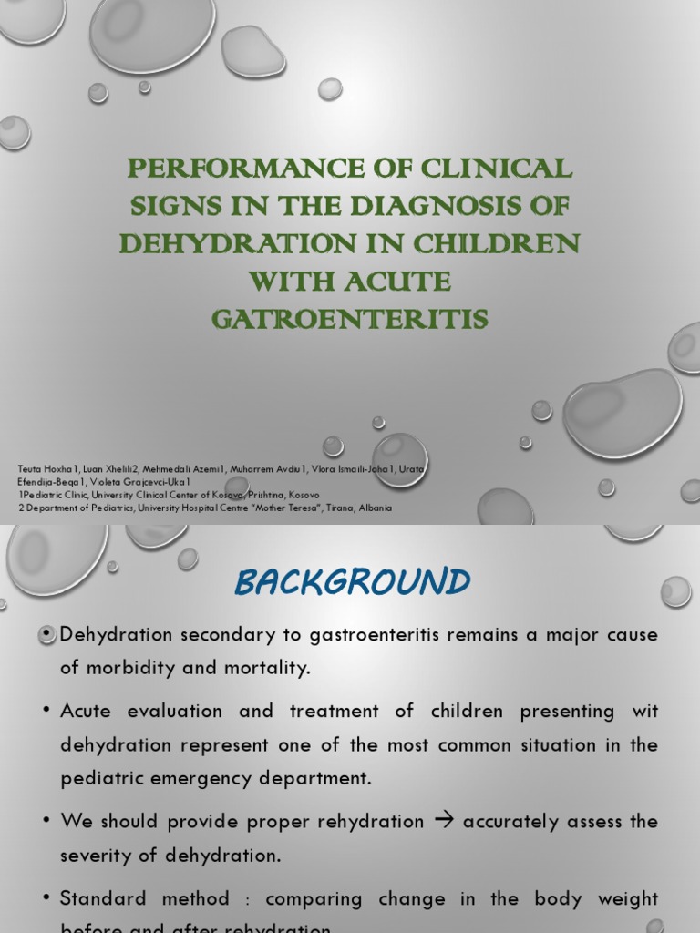 Performance of Clinical Signs in Diagnosing Dehydration | PDF ...