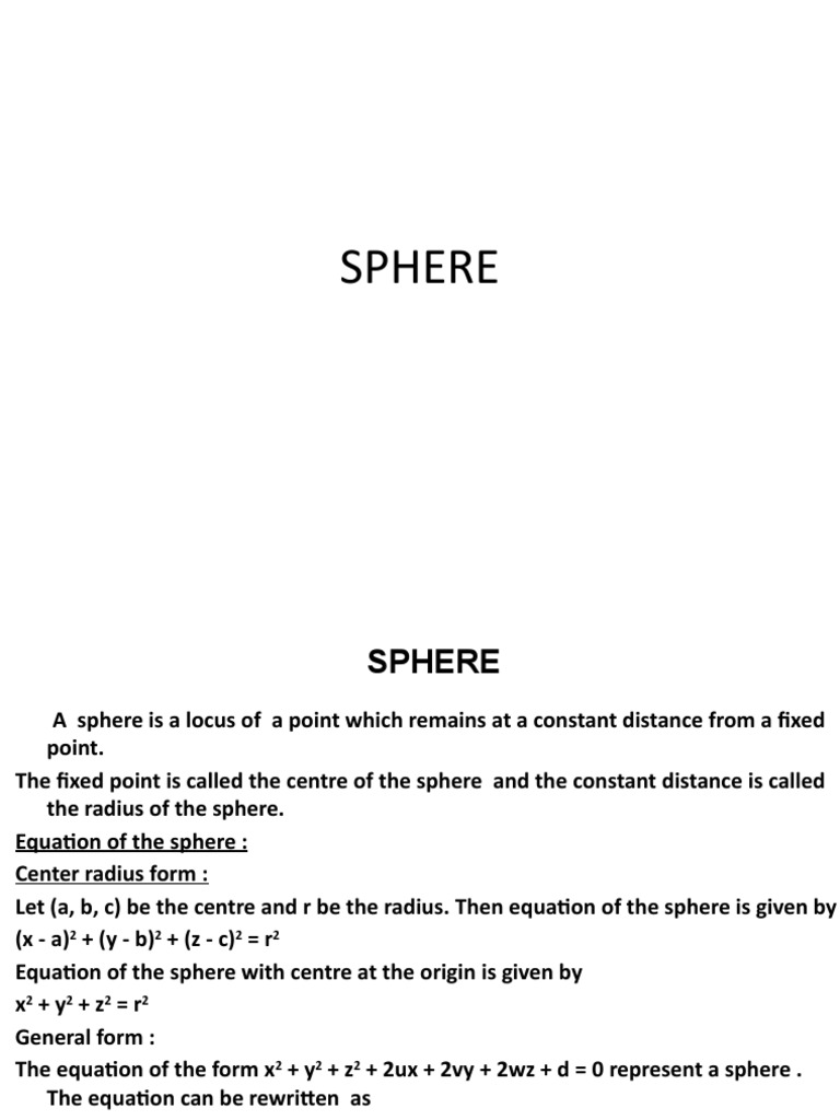 Sphere | PDF | Sphere | Plane (Geometry)