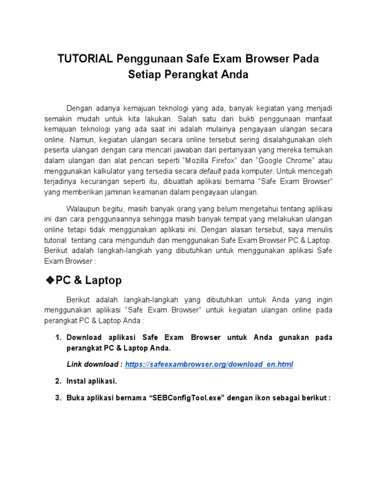 Panduan Safe Exam Browser Lengkap | PDF