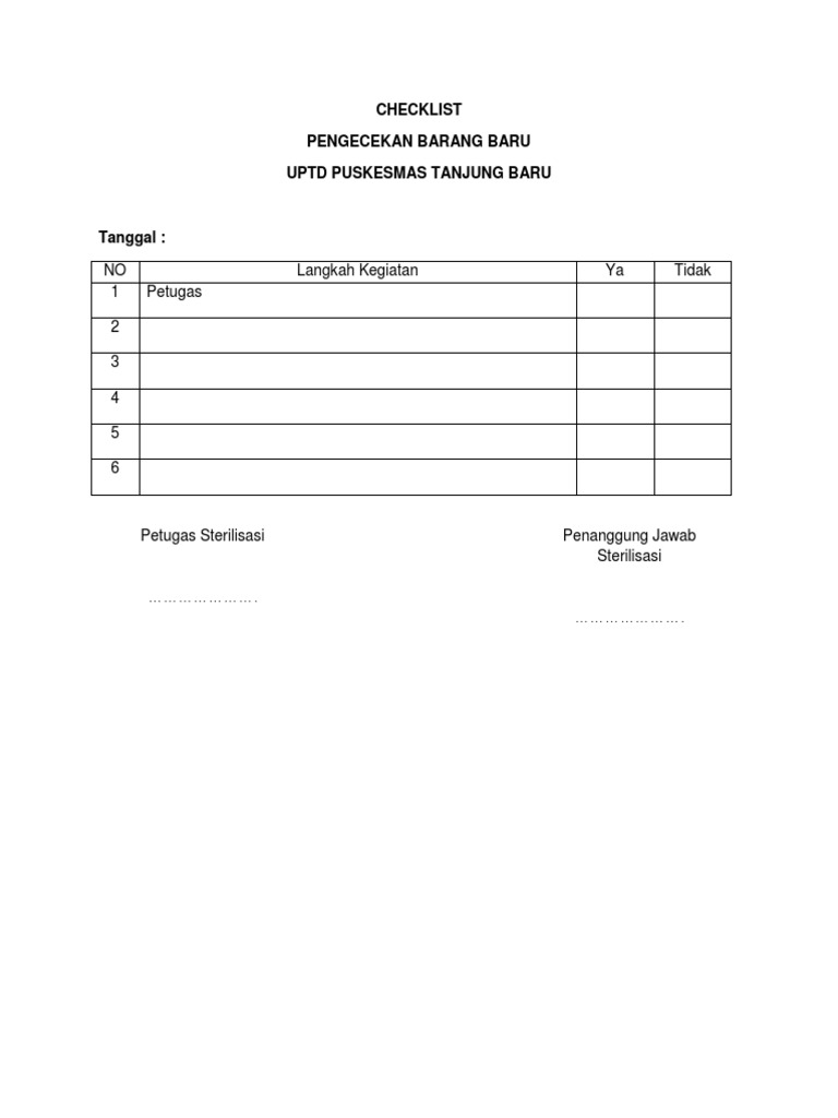 Checklist Pengecekan Barang Baru | PDF