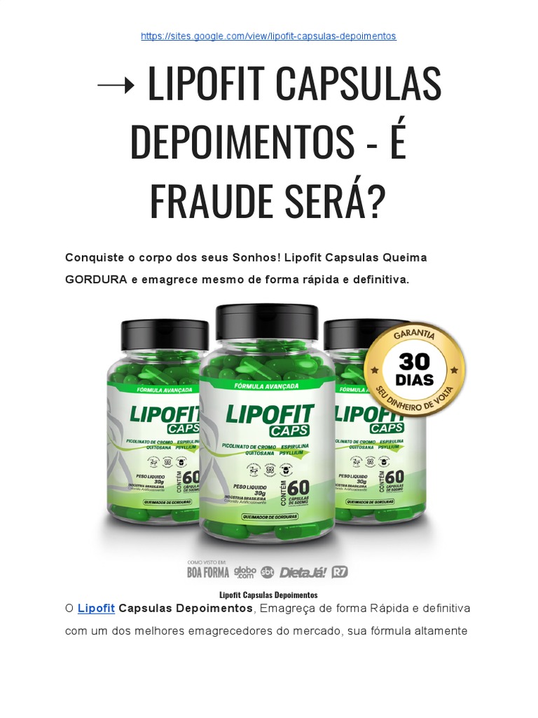 Lipofit Capsulas Reclamações (RECLAME AQUI - É Uma FARSA, Será?) | PDF ...