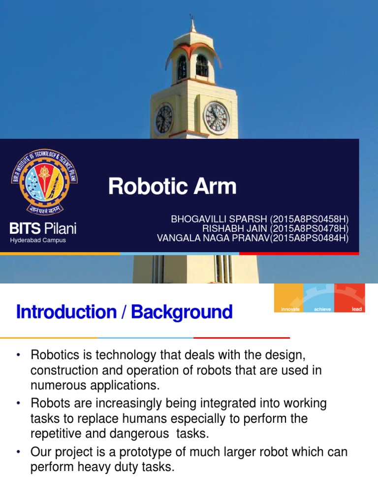 Controlling a 4 Degrees of Freedom Robotic Arm via Bluetooth using an ...