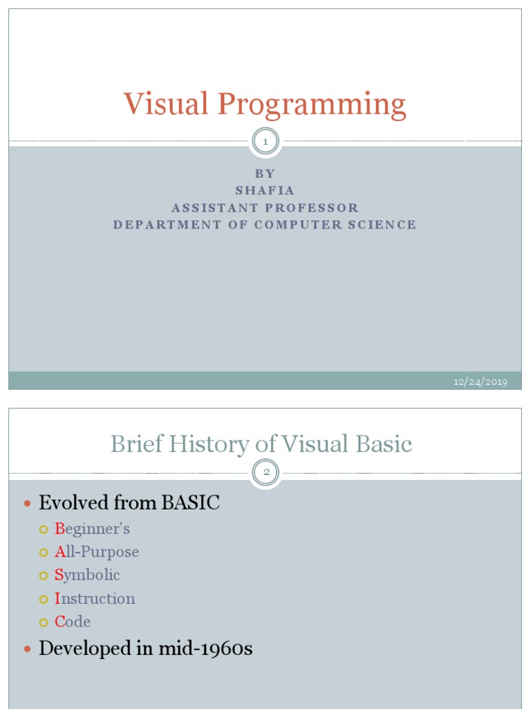 Visual Programming Lecture 01 | PDF | Computer Program | Programming