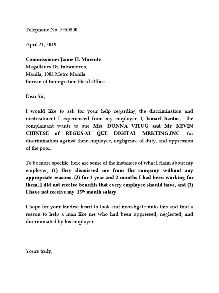 Complaint Letter | PDF