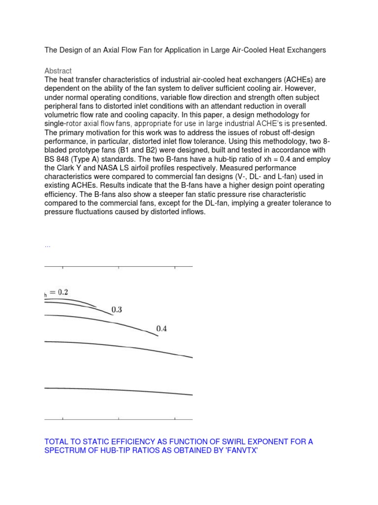 The Design of An Axial Flow Fan For Application in Large Air | PDF ...