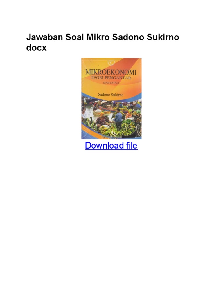 Jawaban Soal Mikro Sadono Sukirno PDF | PDF