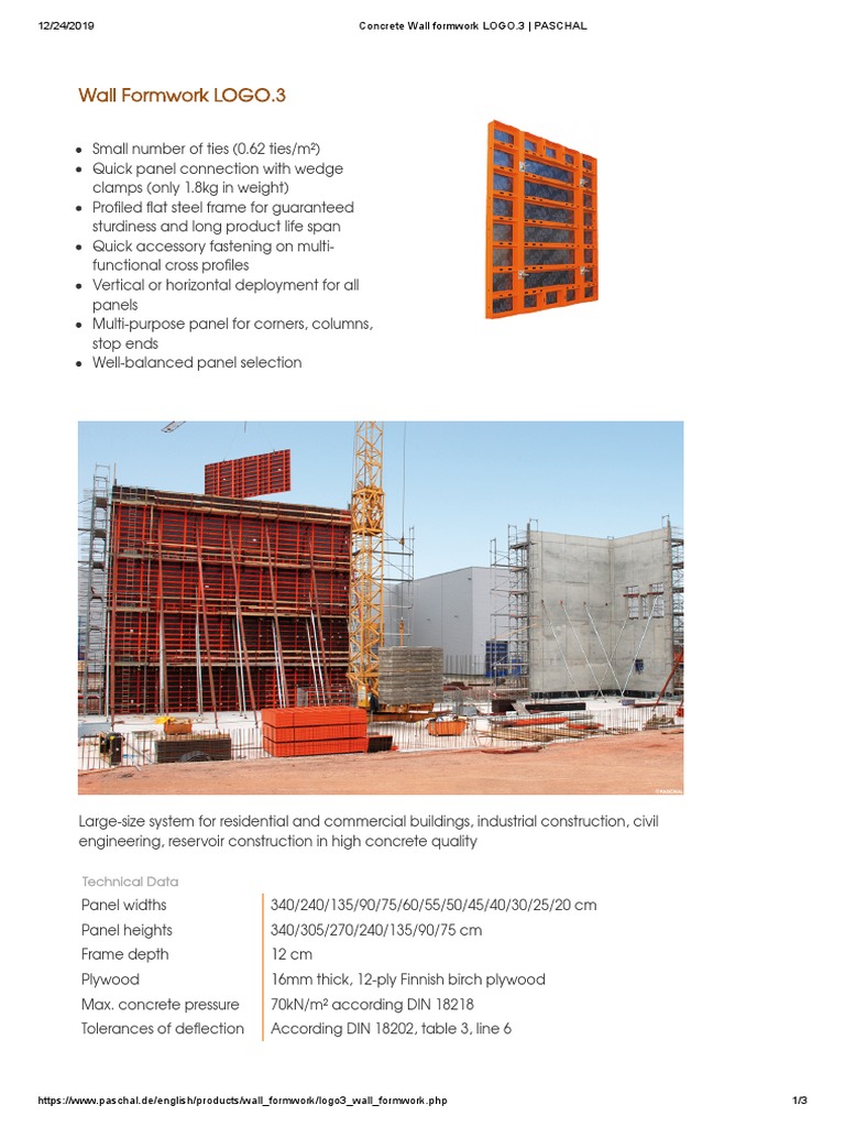Concrete Wall Formwork LOGO.3 - PASCHAL | PDF | Architectural Design ...