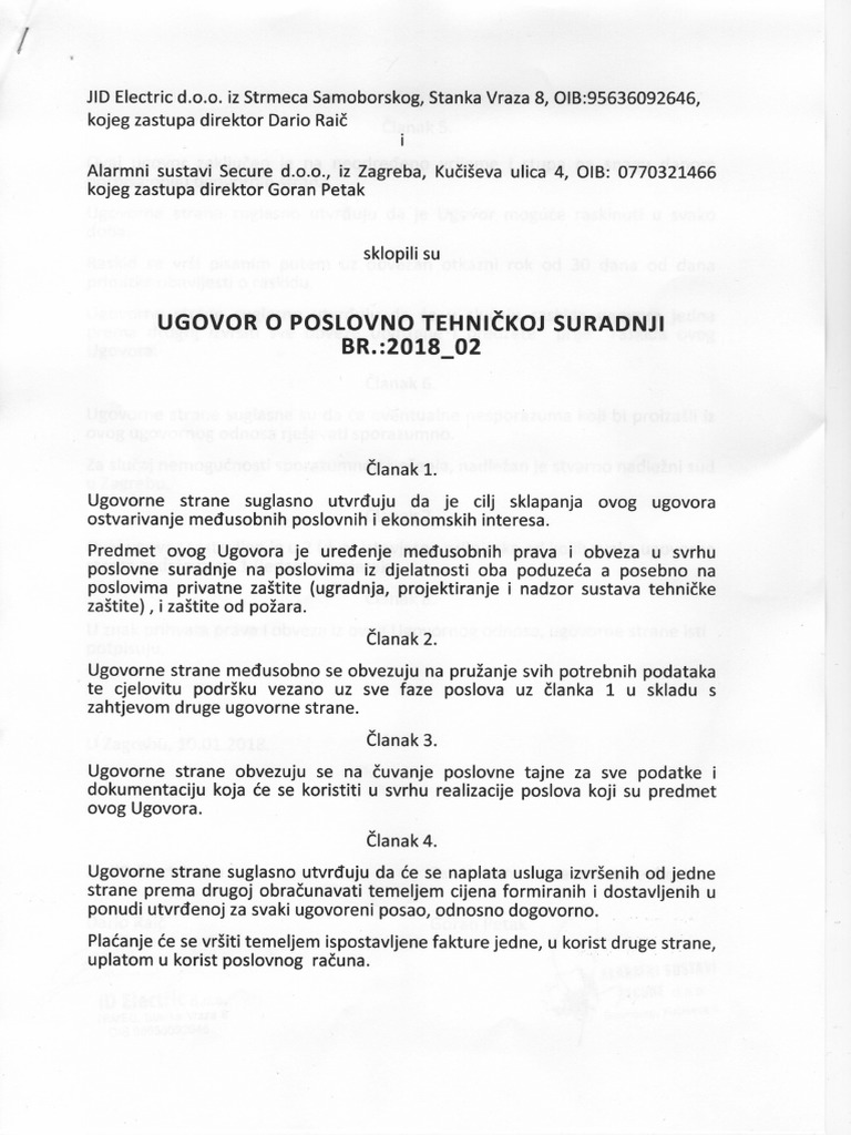 Ugovor o Poslovno Tehnickoj Suradnji01 | PDF