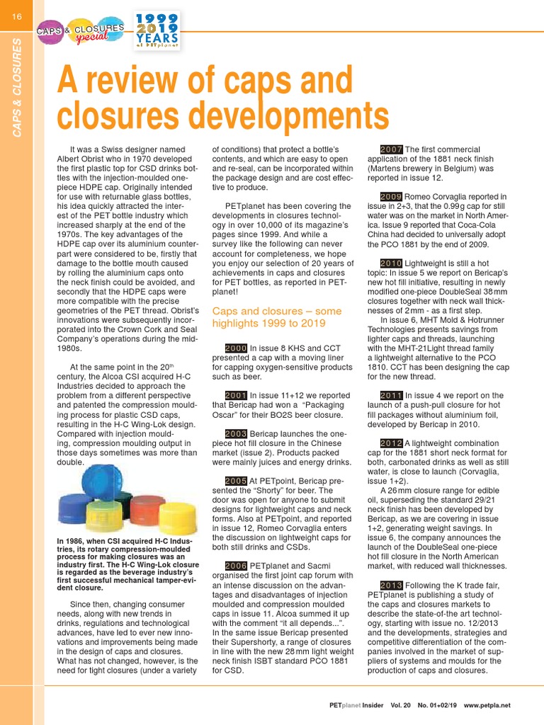 Review of Closures Development Over Years | PDF | Bottle | Industrial ...