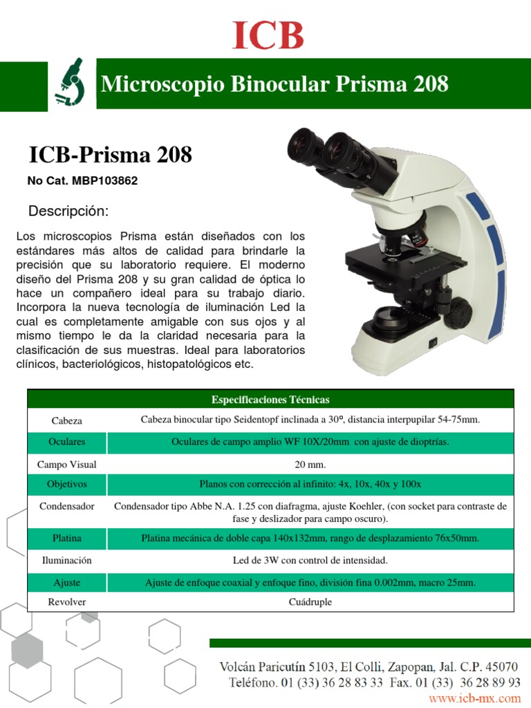 MBP103862 Microscopio Briocular Prisma 208 | PDF | Tecnología