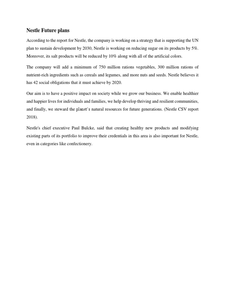 Nestle Future Plans | PDF