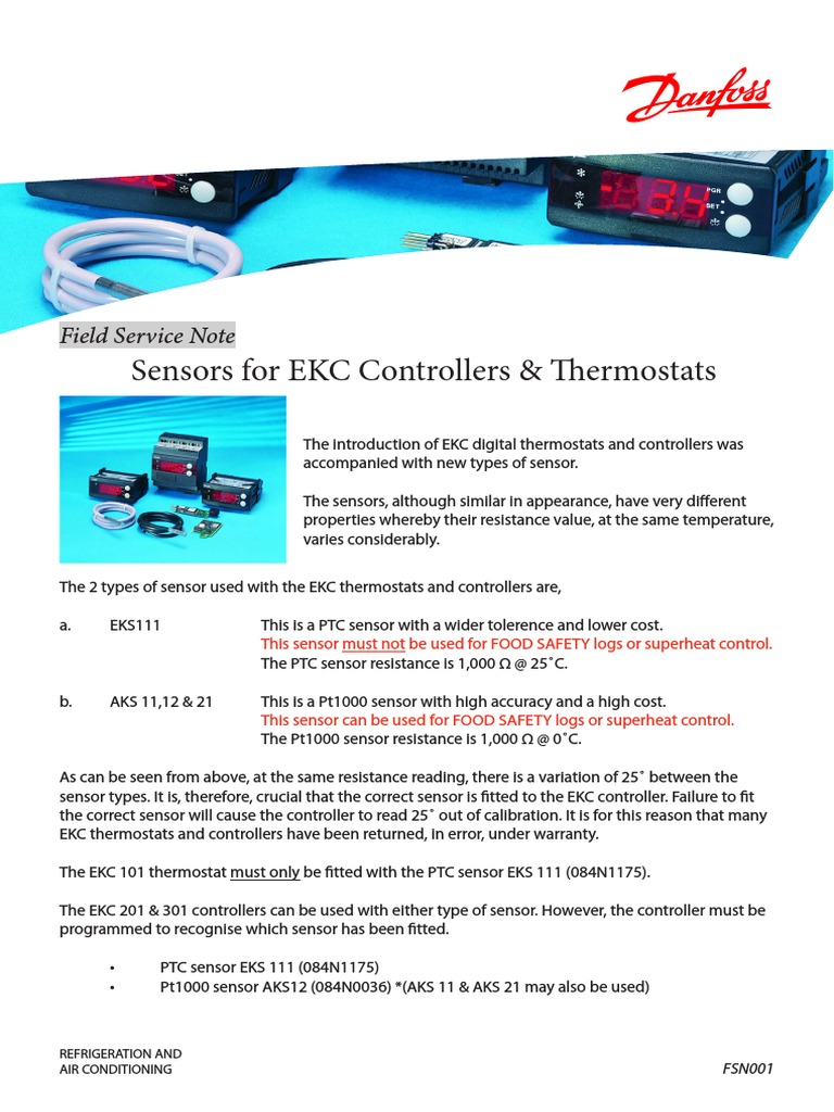 Sensors For EKC Controllers & Thermostats PDF | PDF | Sensor | Thermostat