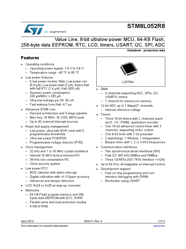 STM 8 L 052 R 8 | PDF | Microcontroller | Embedded System