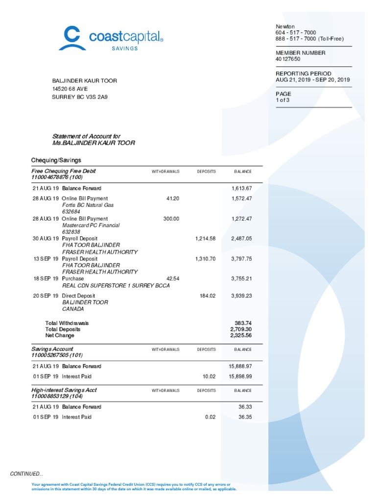 September 2019 - Monthly Estatement PDF | PDF