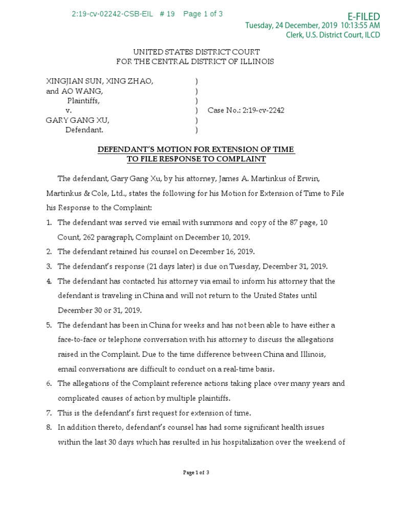 Lawsuit Papers For Gary Xu | PDF | Complaint | Government