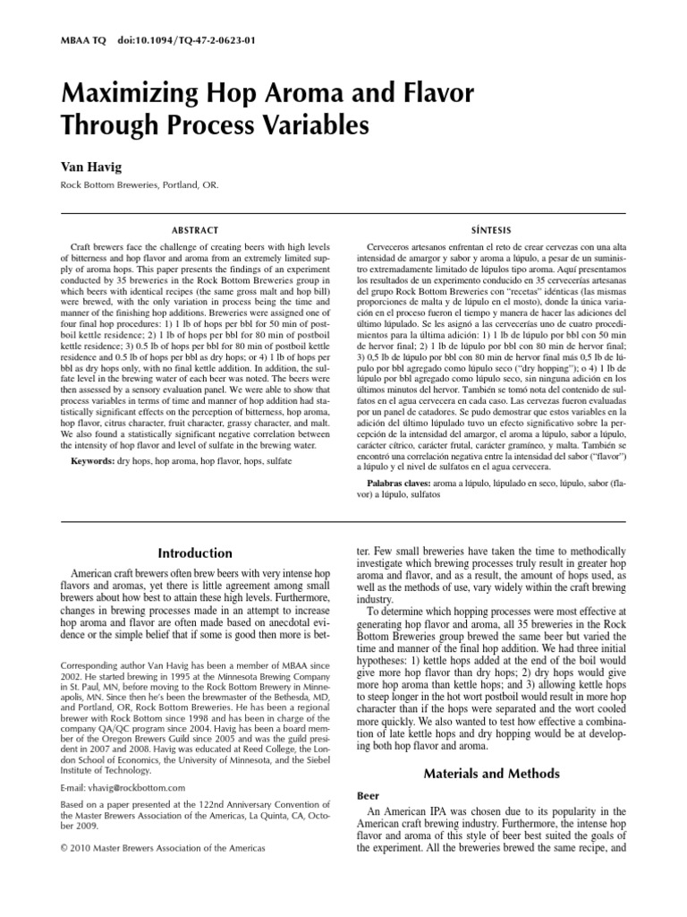 Maximizing Hop Aroma and Flavor | PDF | Bebidas a base de cebada ...