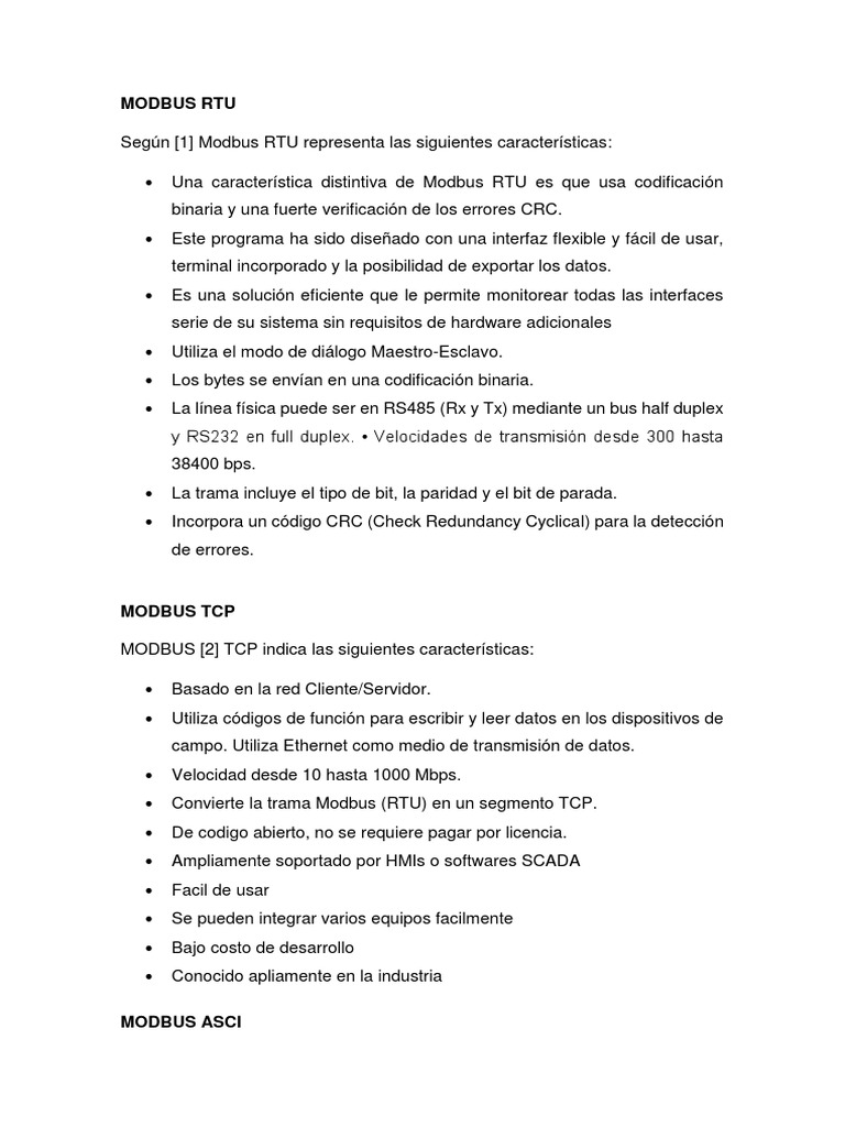 MODBUS Caracteristicas y Aplicacion | PDF | Protocolo de Control de ...