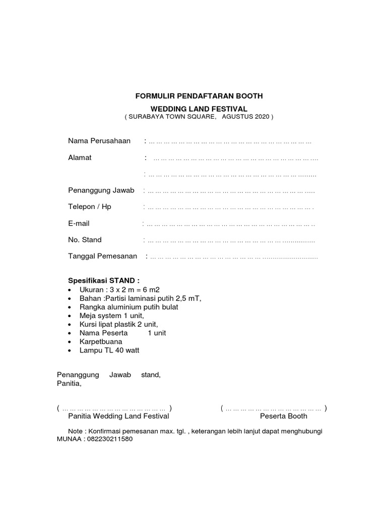 BOOTH REGISTRATION FORM | PDF