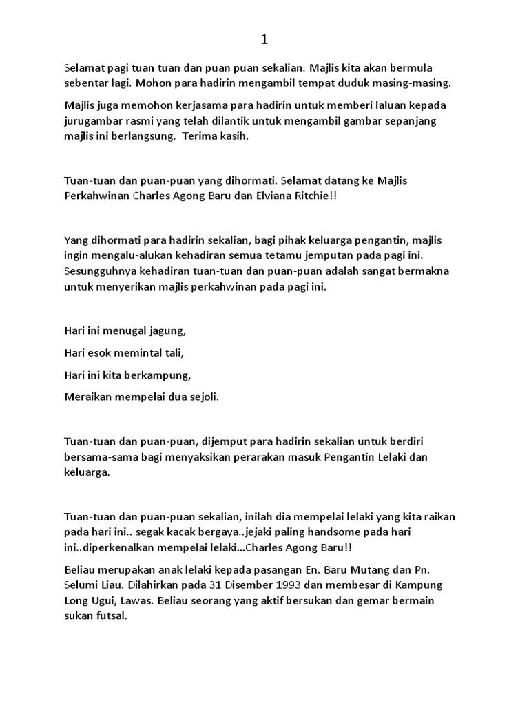 Text MC Kahwin | PDF
