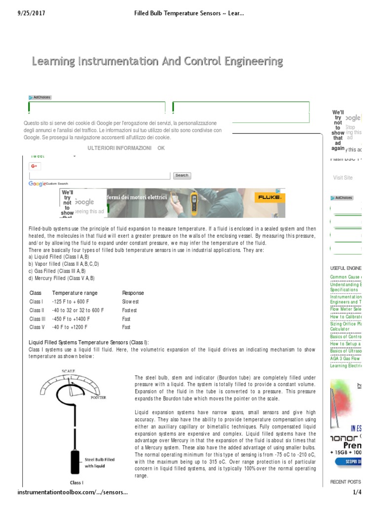 Filled Bulb Temperature Sensors Learning Instrumentation and Control ...