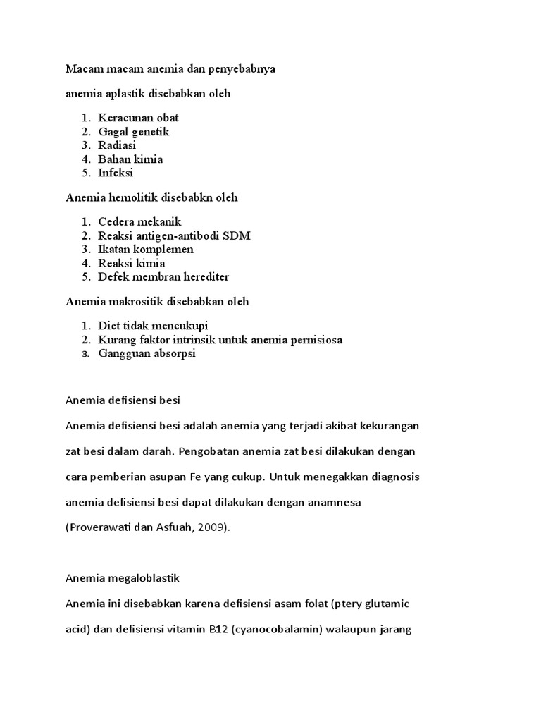 Macam Macam Anemia Dan Penyebabnya | PDF