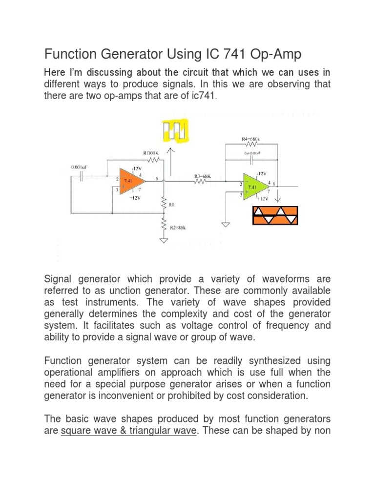 Function Generator Using IC 741 Op PDF | PDF