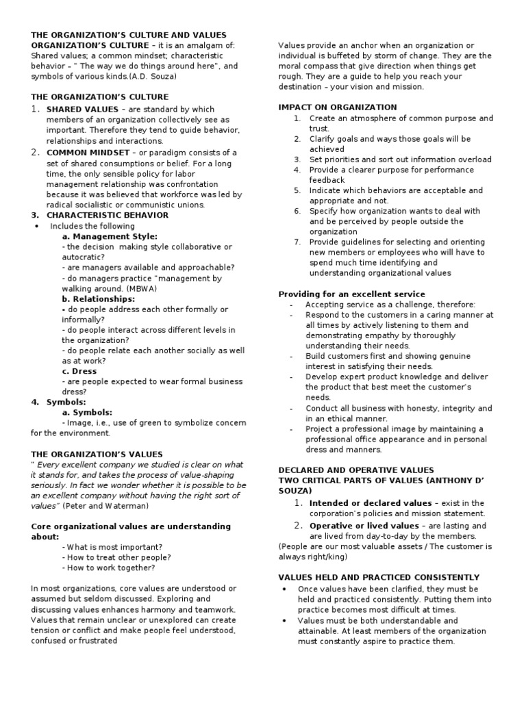 Defining Organizational Shared Values | PDF | Value (Ethics ...