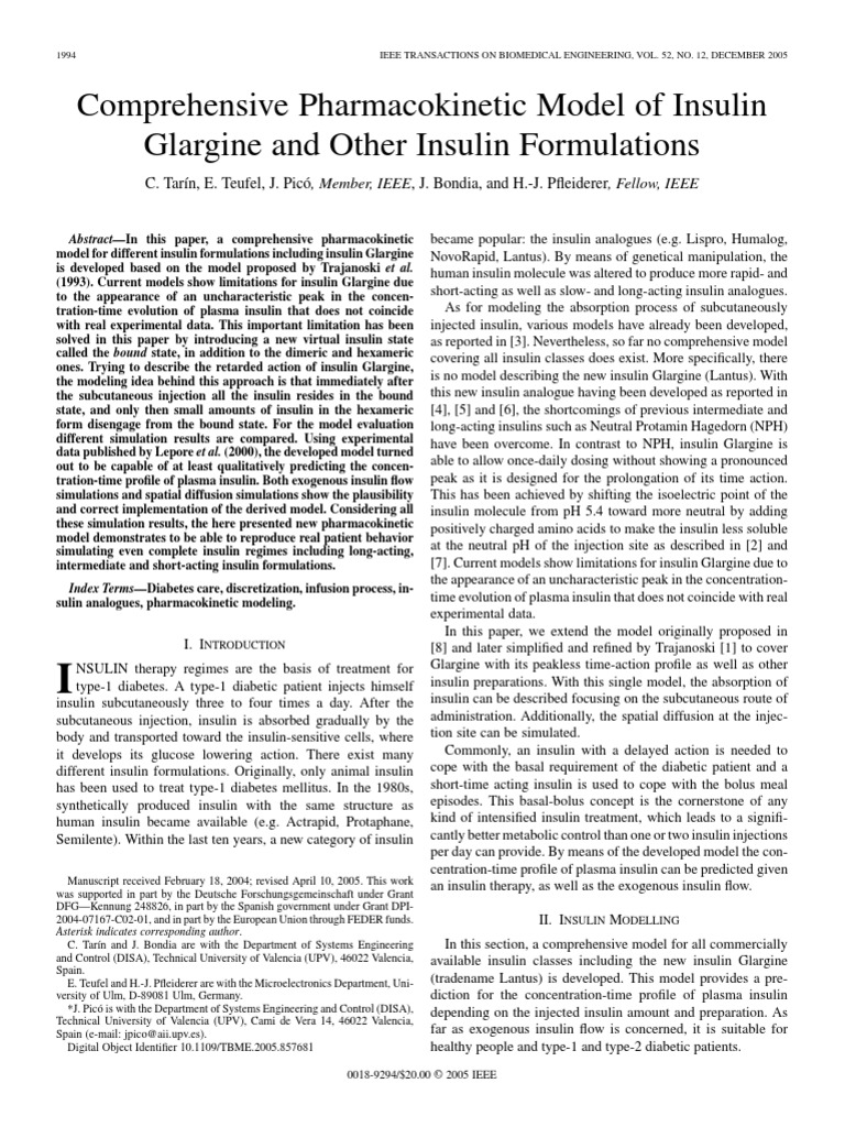 Journal Comprehensive Pharmacokinetic Model of Insulin Glargine and ...